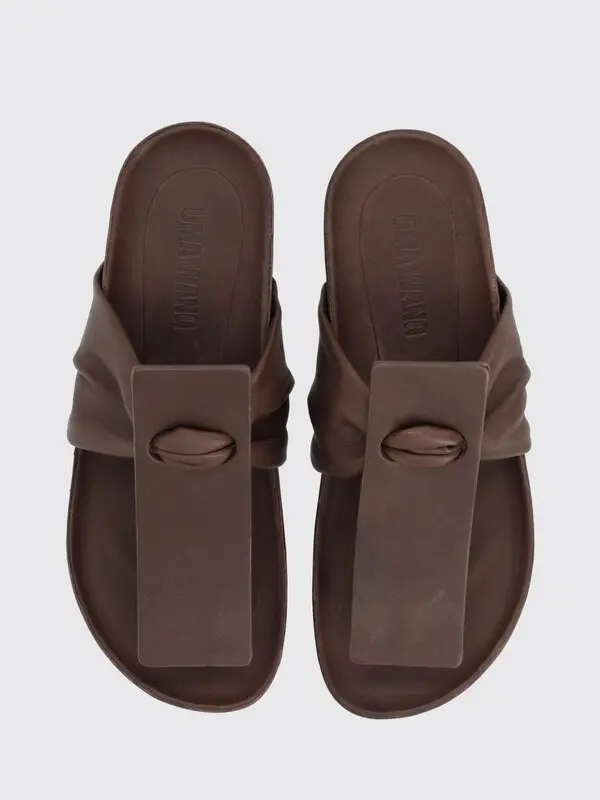 UMA WANG Leather Thong Style Mule Sandals - Brown