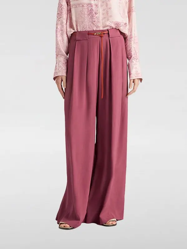 Momoni Silk Blend Wide Leg Trousers - Plum