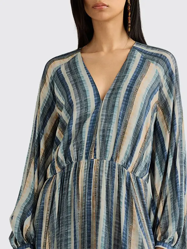 Momoni Striped Viscose Maxi Dress