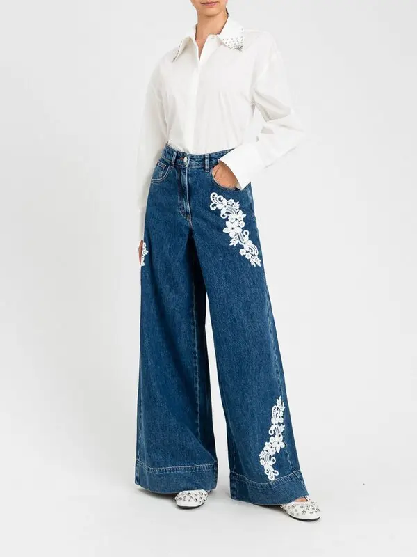 TWINSET Flared Jeans With Embroidery