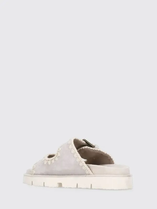 Mou New Bio Suede Sandals With Topstitching - Ivory