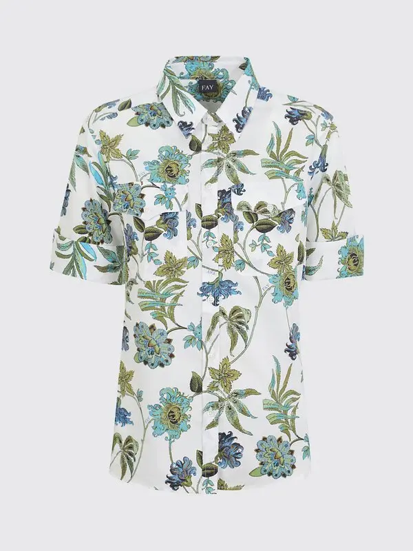 FAY Floral Print Cotton Shirt