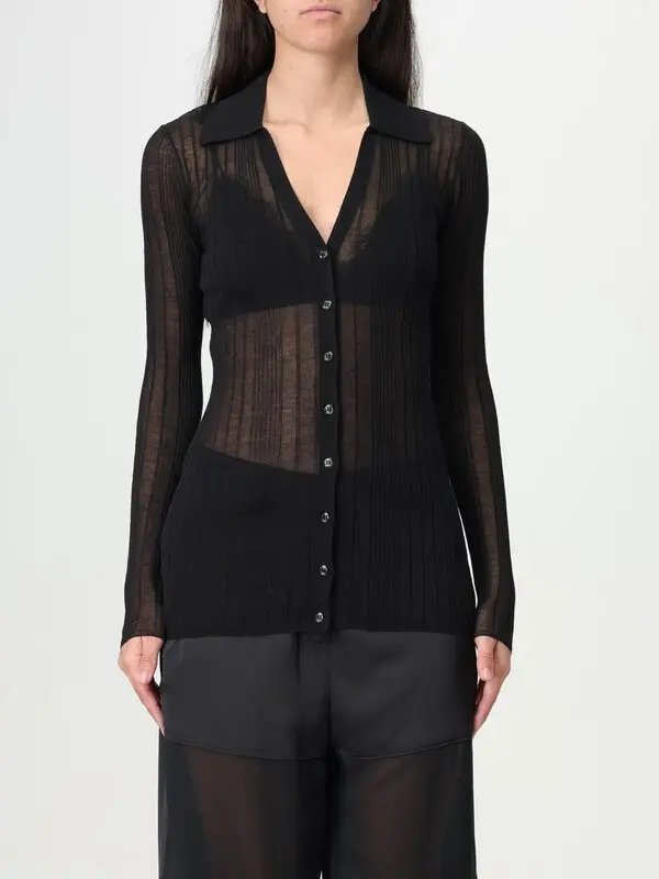 Pinko Ribbed Collared Button-up Cardigan