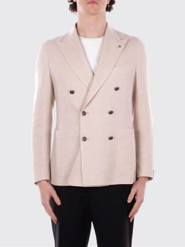 Tagliatore Double Breasted Cotton Blend Blazer - Beige