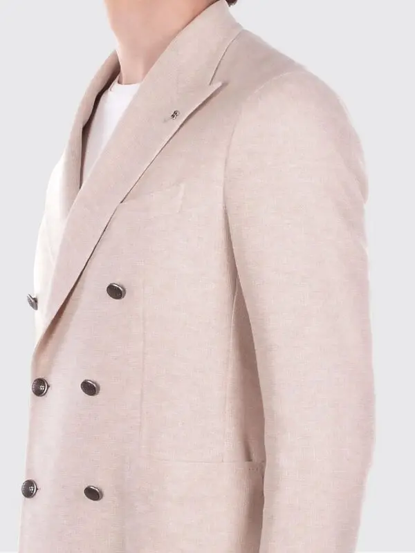 Tagliatore Double Breasted Cotton Blend Blazer - Beige