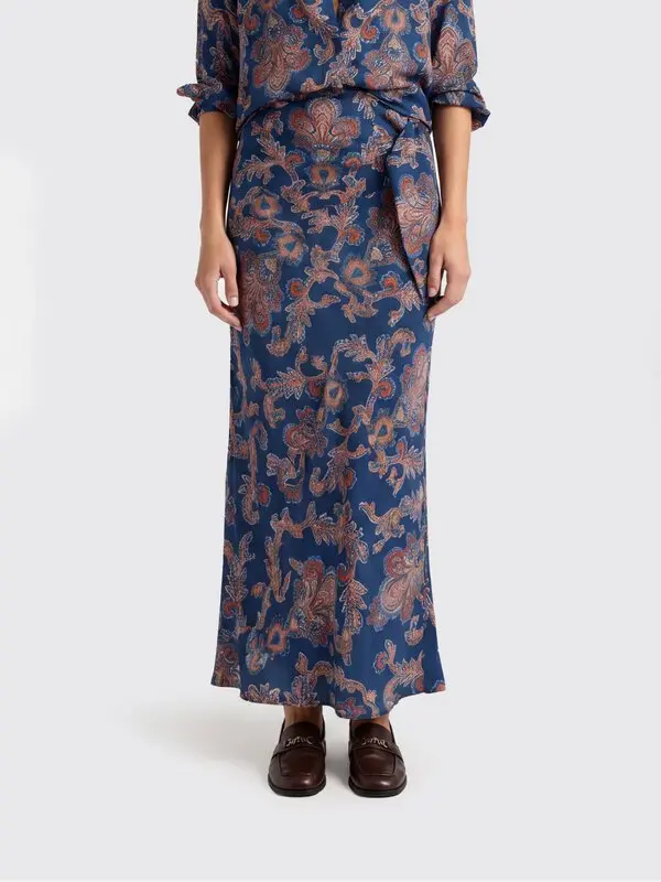 Momoni Long Silk Paisley Skirt