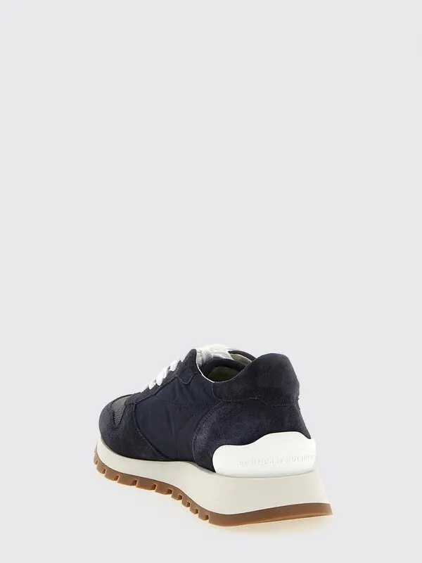 Brunello Cucinelli Suede And Nylon Sneakers With Monile - Blue