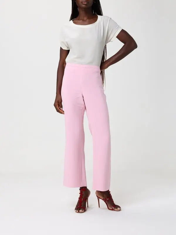 Alberta Ferretti Flared Crêpe Trousers - Pink