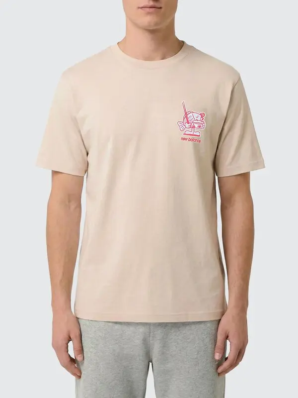 NEW BALANCE Printed Cotton T-shirt - Brown