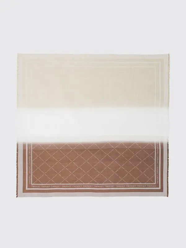 TWINSET Striped Viscose Scarf With Jacquard Logo