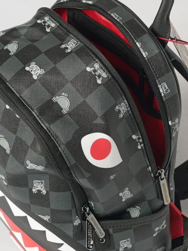SPRAYGROUND Saffiano Coated Cotton Check Backpack With Printed Logo