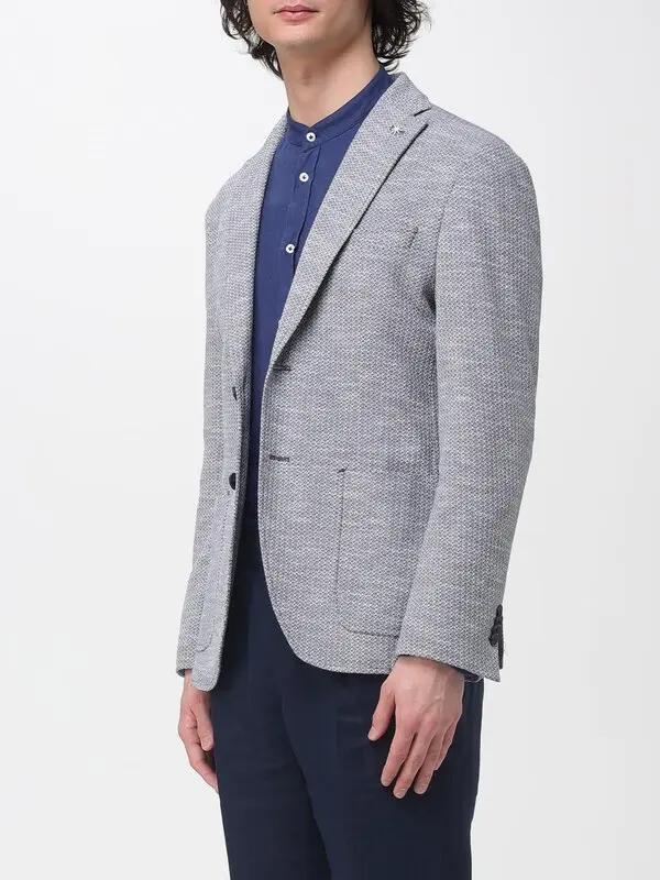 MANUEL RITZ Cotton And Linen Single Breasted Blazer - Blue