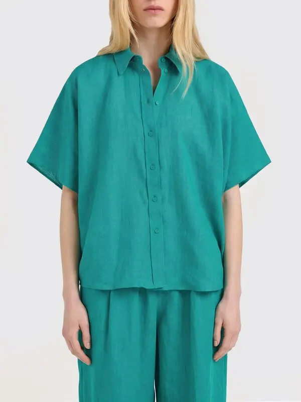 Momoni Linen Shirt - Emerald