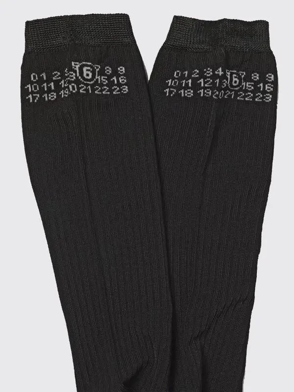 MAISON MARGIELA Cotton Blend Socks With Numbers Logo - Black