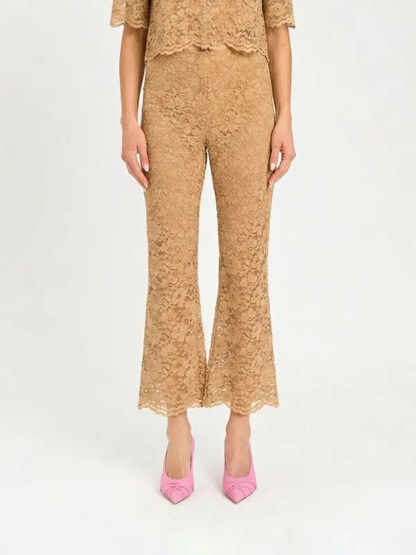 TWINSET Lace Cropped Flare Trousers