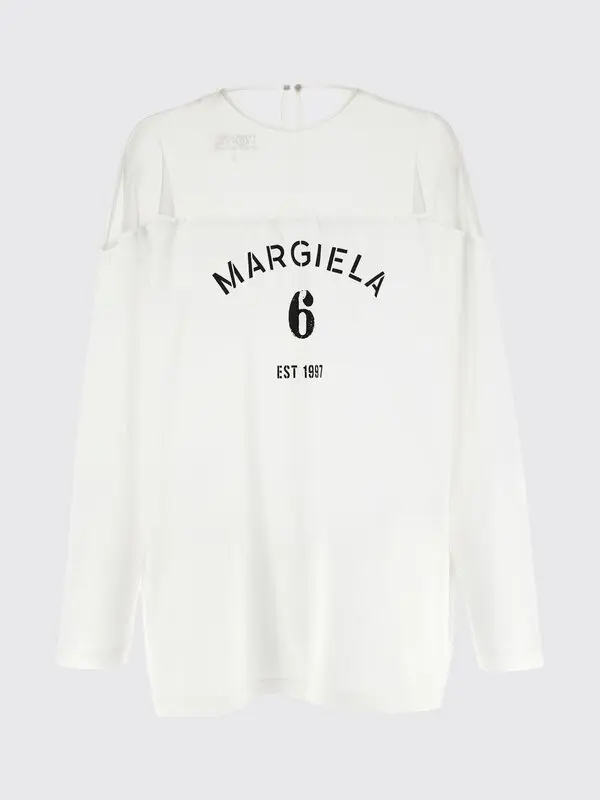 MAISON MARGIELA Cotton Jersey Long Sleeve T-shirt With Logo - White