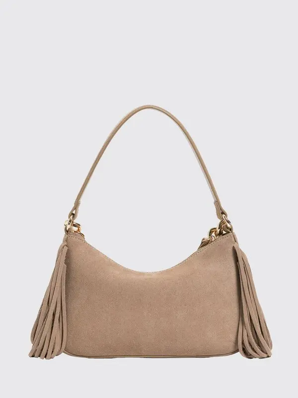 TWINSET Liliane Suede Fringed Bag - Sand