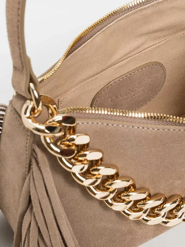 TWINSET Liliane Suede Fringed Bag - Sand
