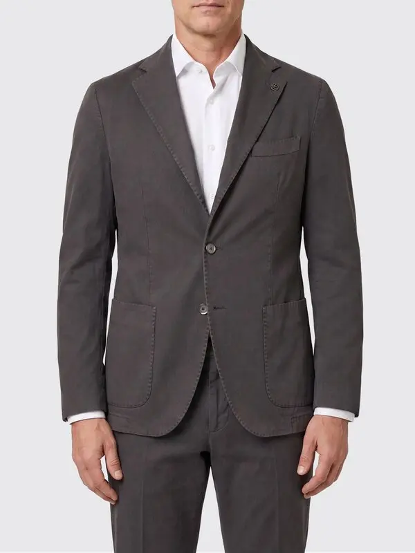 SANTANIELLO Cotton Single-breasted Blazer - Brown