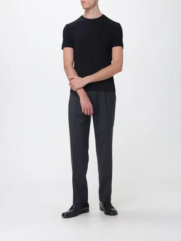 Giorgio Armani Cotton Crewneck T-shirt With Tone-on-tone Monogram