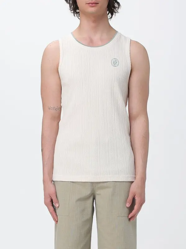 Drole De Monsieur Cotton Tank Top With Logo Detail