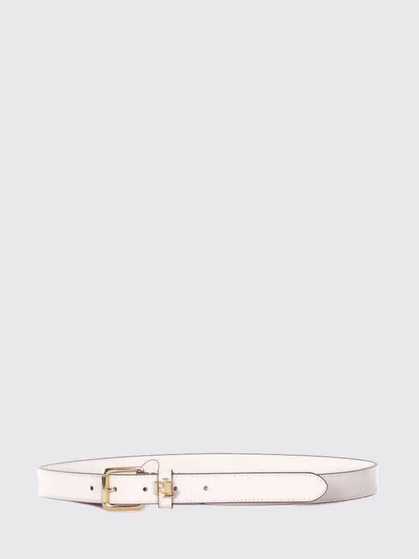 Ralph Lauren Smooth Cowhide Leather Belt With Monogram Buckle - White