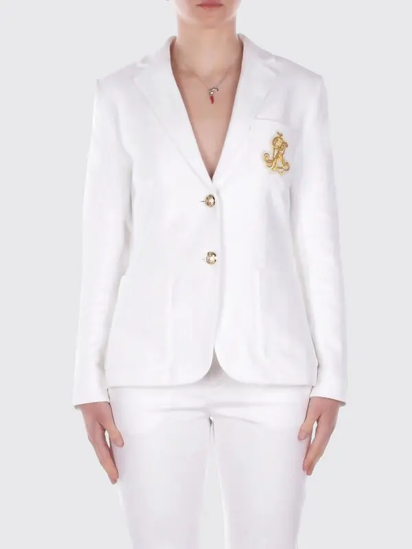 Ralph Lauren Single Breasted Cotton Blend Blazer - White