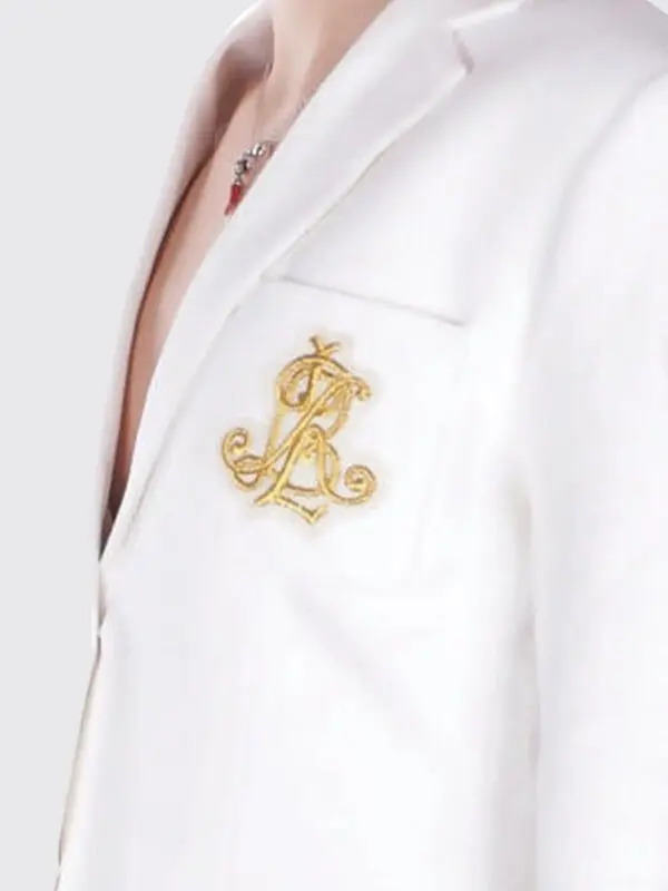 Ralph Lauren Single Breasted Cotton Blend Blazer - White