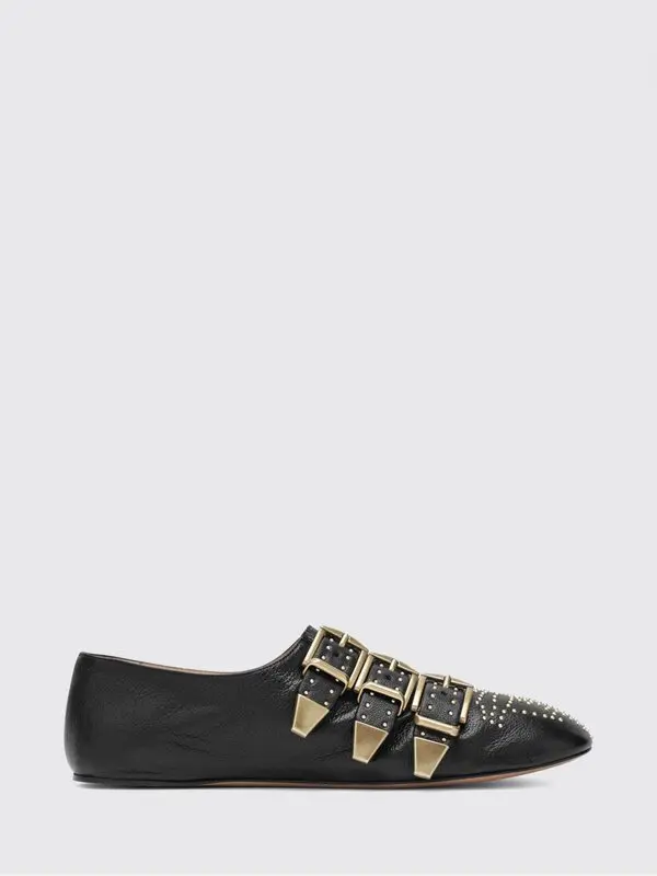 Chloé Leather Ballet Flats With Buckle And Stud Detail