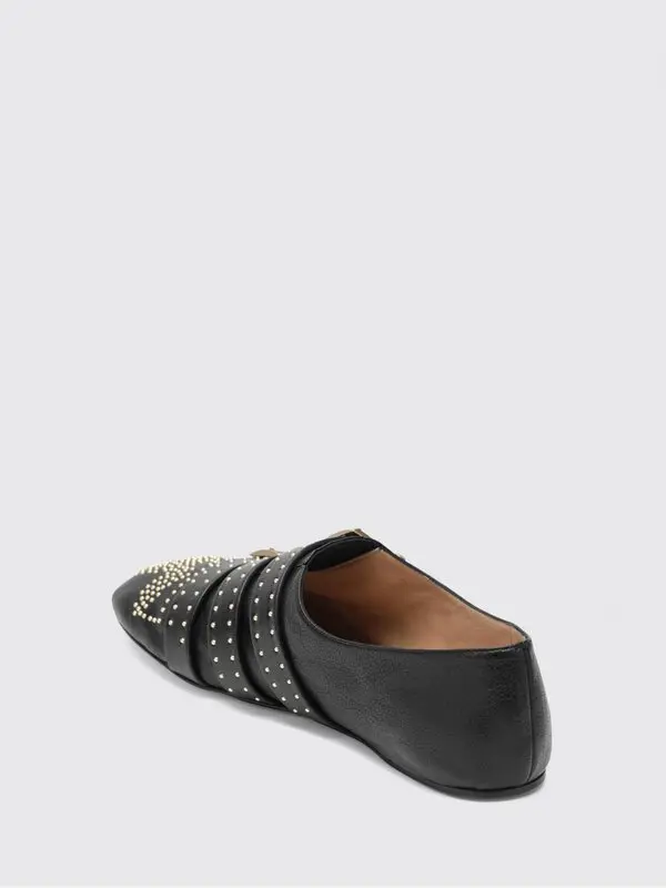 Chloé Leather Ballet Flats With Buckle And Stud Detail