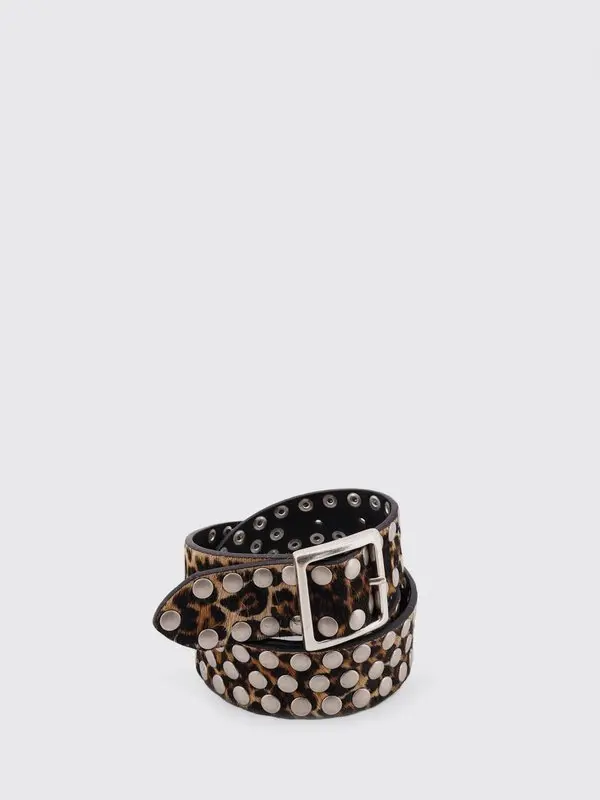 GOLDEN GOOSE Animalier Pony Hair Belt With Studs