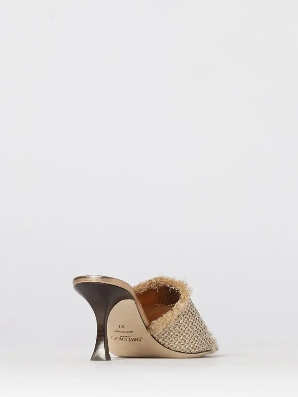 JIMMY CHOO Alexia Raffia Mules With Embroidered Logo