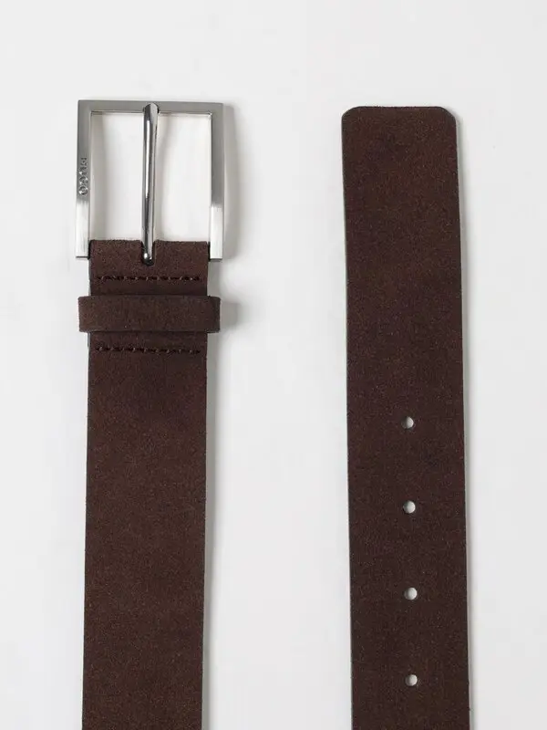 Hugo Suede Leather Belt With Pin Buckle - Mud