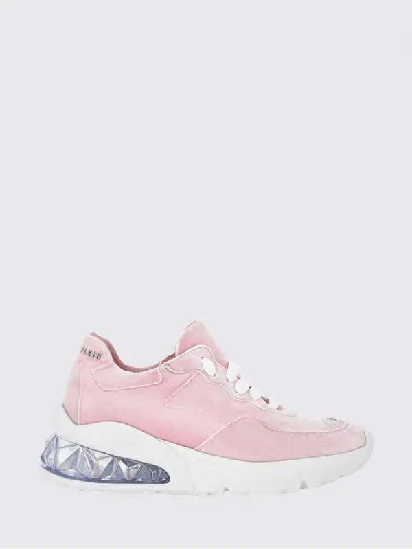 Philipp Plein Low-top Lace-up Sneakers In Leather And Suede With Contrasting Rear Logo - Fuchsia