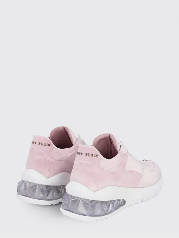 Philipp Plein Low-top Lace-up Sneakers In Leather And Suede With Contrasting Rear Logo - Fuchsia