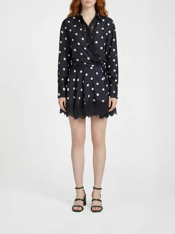 Sportmax Polka Dot Silk Wrap Dress