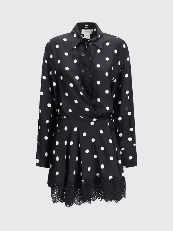 Sportmax Polka Dot Silk Wrap Dress
