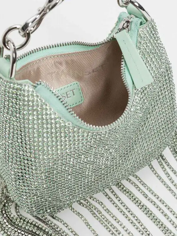 TWINSET Embellished Crystal And Fringe Mini Bag - Water