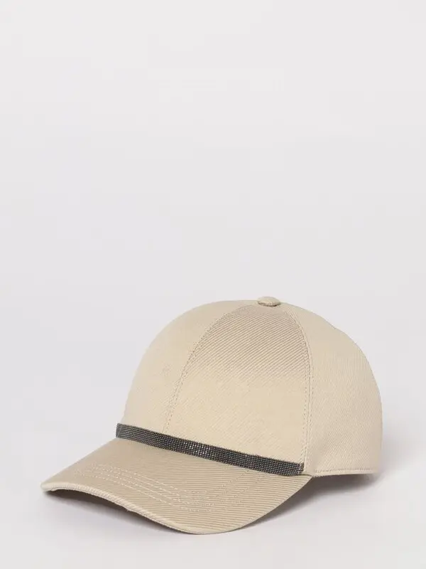 Brunello Cucinelli Cotton Twill Baseball Cap With Monile Embellishment - Beige