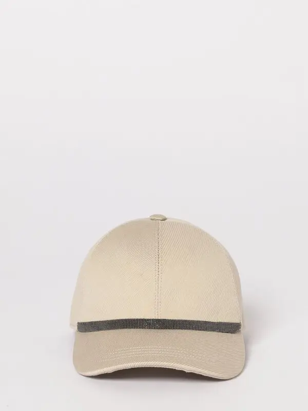 Brunello Cucinelli Cotton Twill Baseball Cap With Monile Embellishment - Beige