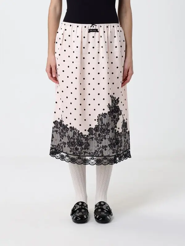 Marc Jacobs Polka Dot Midi Skirt With Lace Inserts