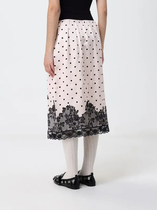 Marc Jacobs Polka Dot Midi Skirt With Lace Inserts