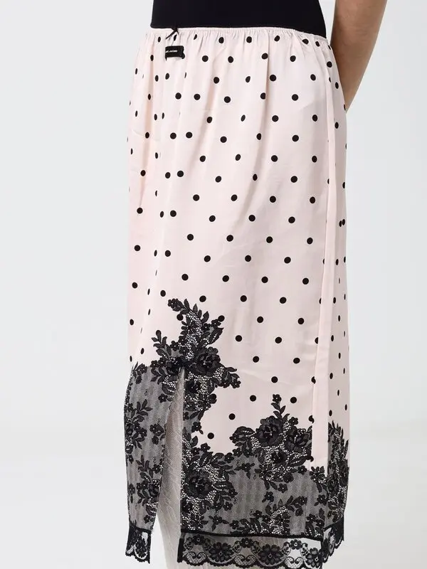 Marc Jacobs Polka Dot Midi Skirt With Lace Inserts