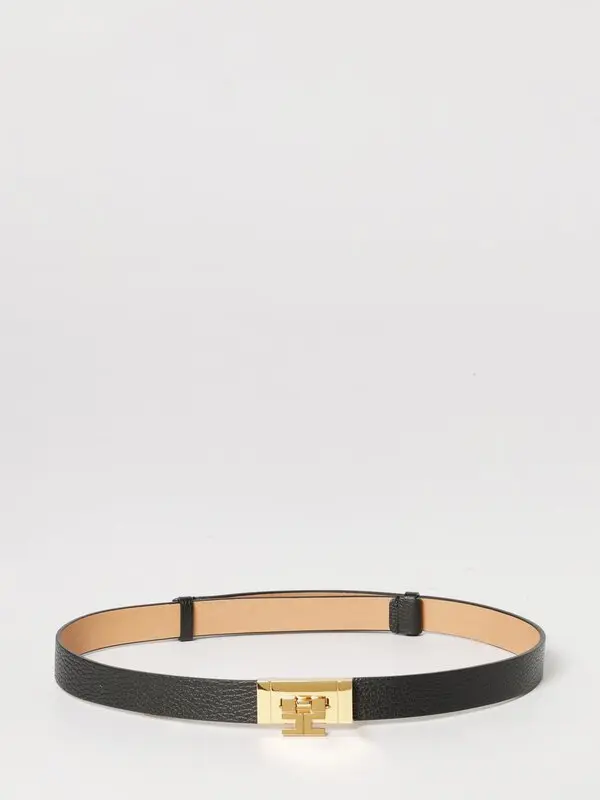 Elisabetta Franchi Hammered Leather Belt - Black