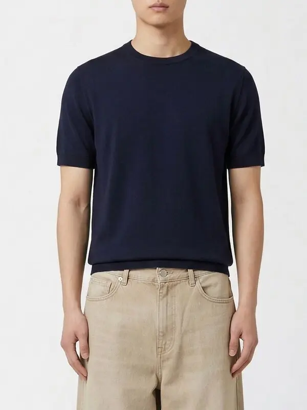 PAOLO PECORA Basic Silk And Cotton Blend Sweater - Blue