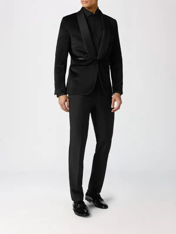 Philipp Plein Velvet Smoking Blazer With Satin Shawl Collar