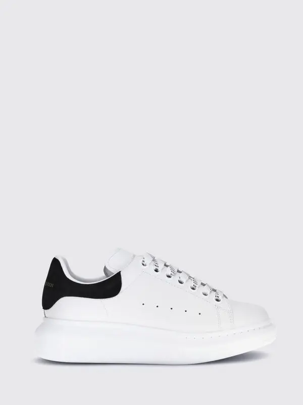 Alexander McQueen Oversize Leather Sneakers With Contrasting Suede Insert And Chunky Sole - White