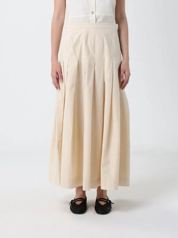 Paul Smith Pleated Cotton Blend Skirt - Cream