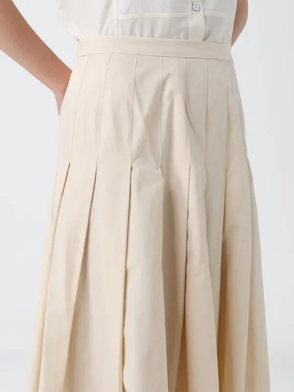 Paul Smith Pleated Cotton Blend Skirt - Cream