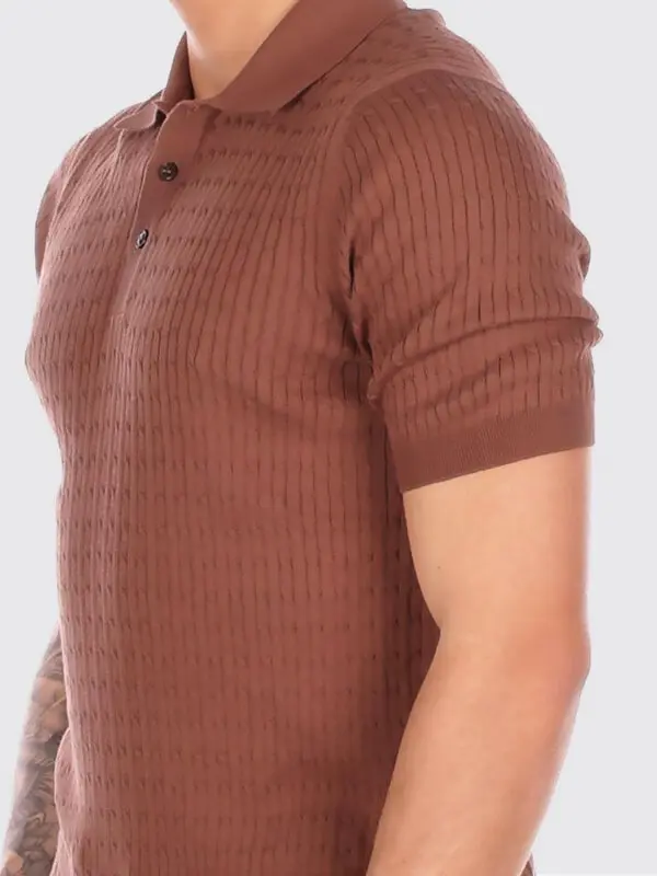Tagliatore Cotton Knit Polo Shirt - Brown